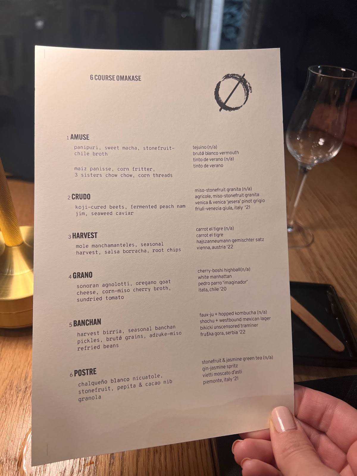 Menu at BRUTO cafe, Denver