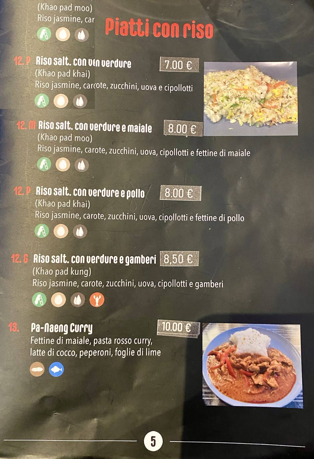 Menu da Café Bai Bua ristorante, Merano