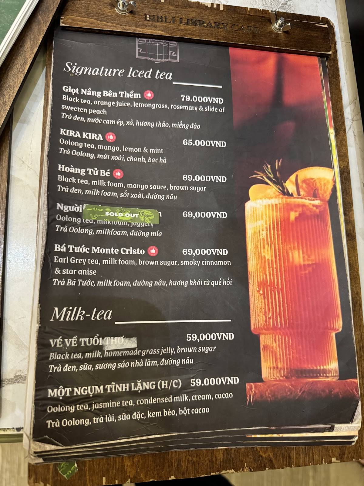 Menu at Bibli Library Café cafe, Ho Chi Minh City