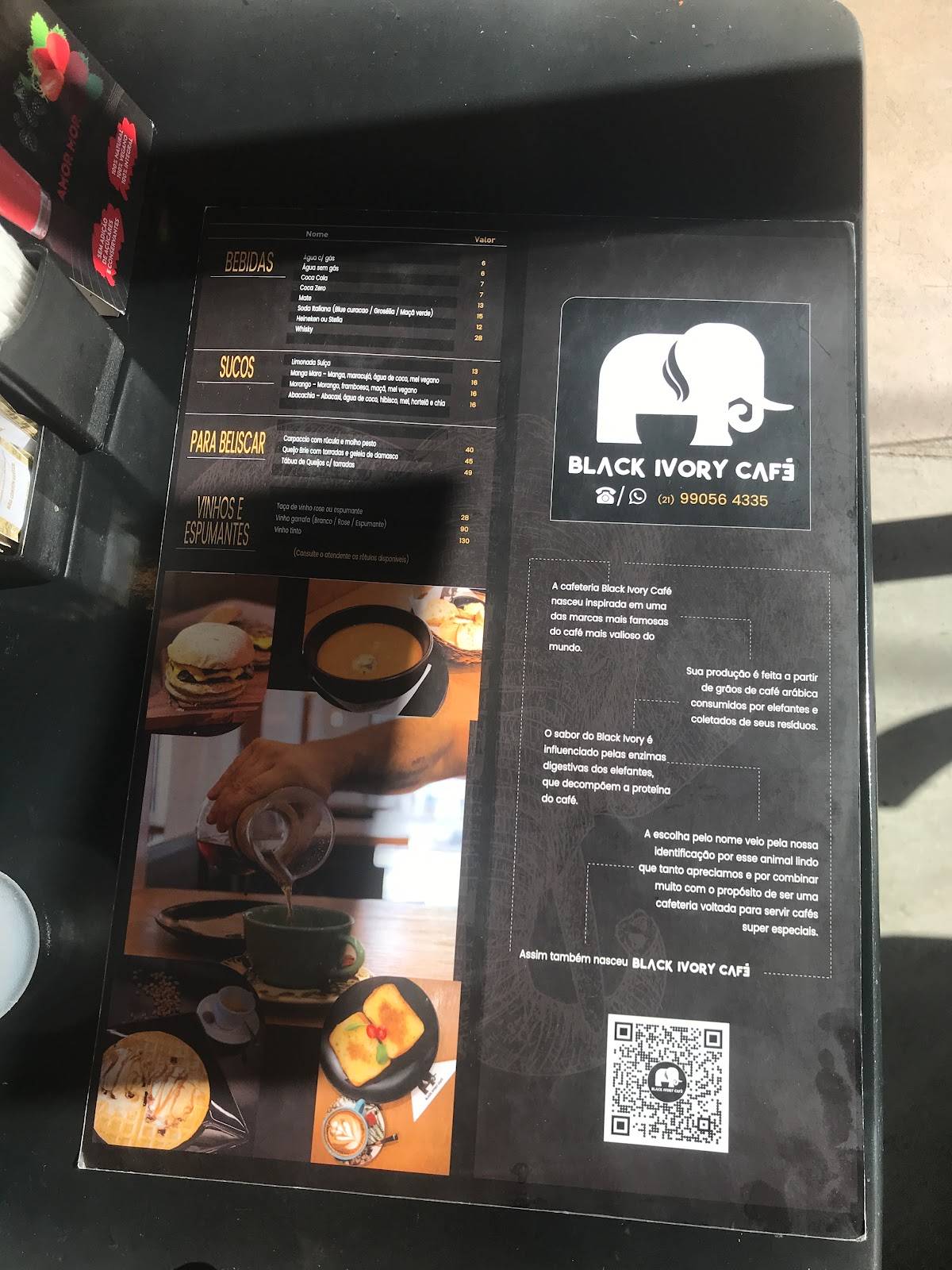 Menu at Black Ivory Café, Niterói