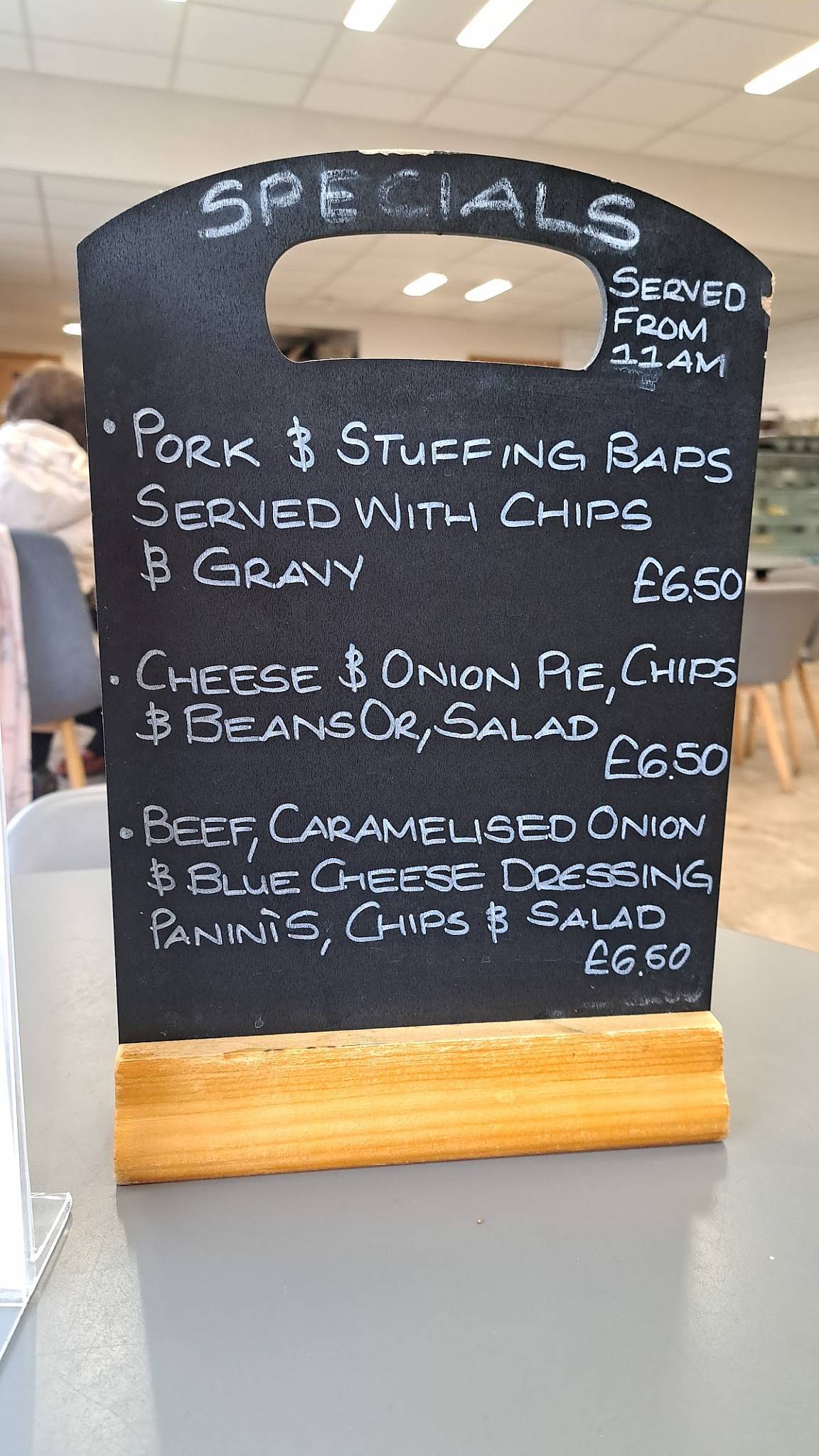 Menu at Bone Appetit cafe, Durham