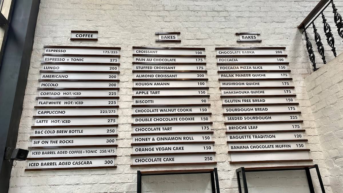 Menu at SOWL, Chennai