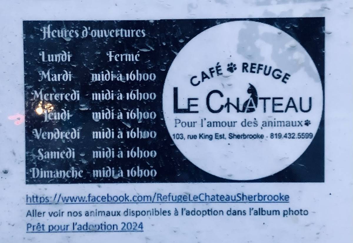 Menu at Café Chat L'étoile, Sherbrooke