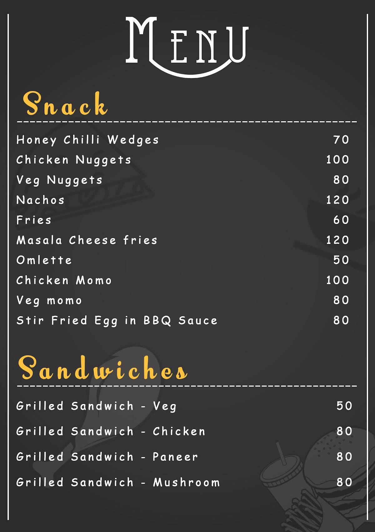 Menu at Clickety Clack/C4 Cafe, Bengaluru