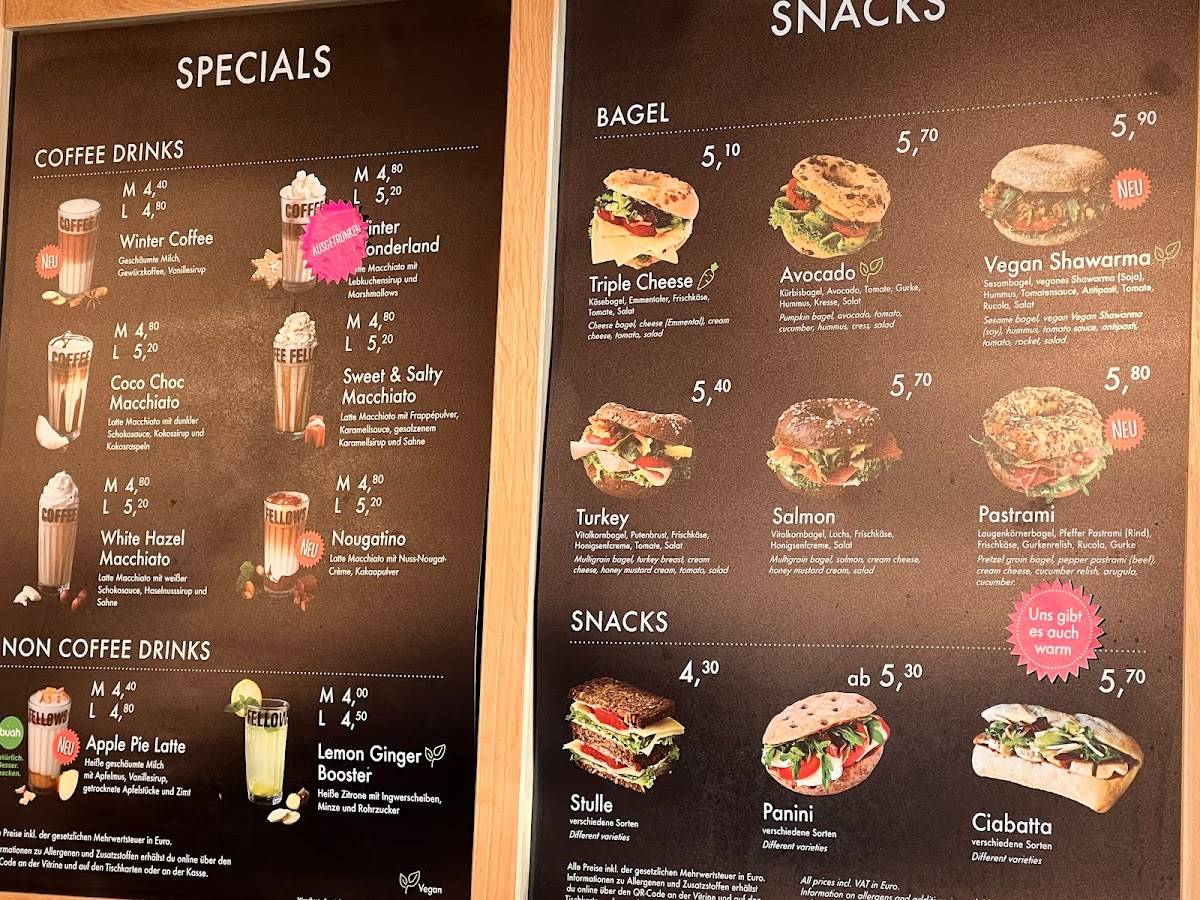 Speisekarte von Coffee Fellows - Kaffee, Bagels, Frühstück cafe, Berlin ...