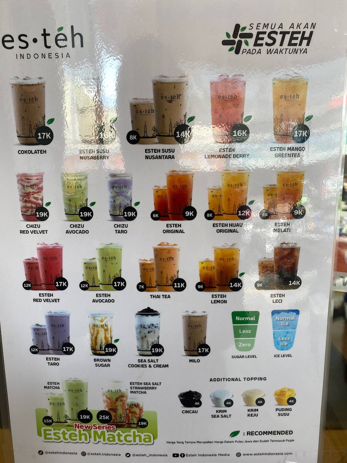 Carta del café Es Teh Indonesia, Pati