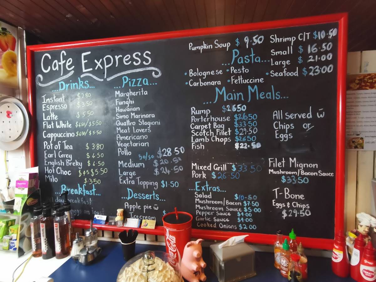 Menu at Cafe Express Waiouru, Waiouru