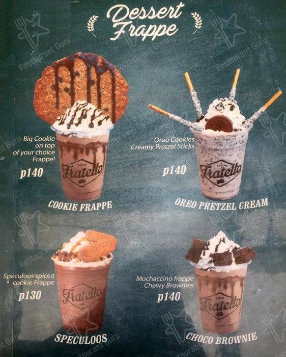 Menu at Cafe Fratello, Quezon City, The Yard at Xavierville