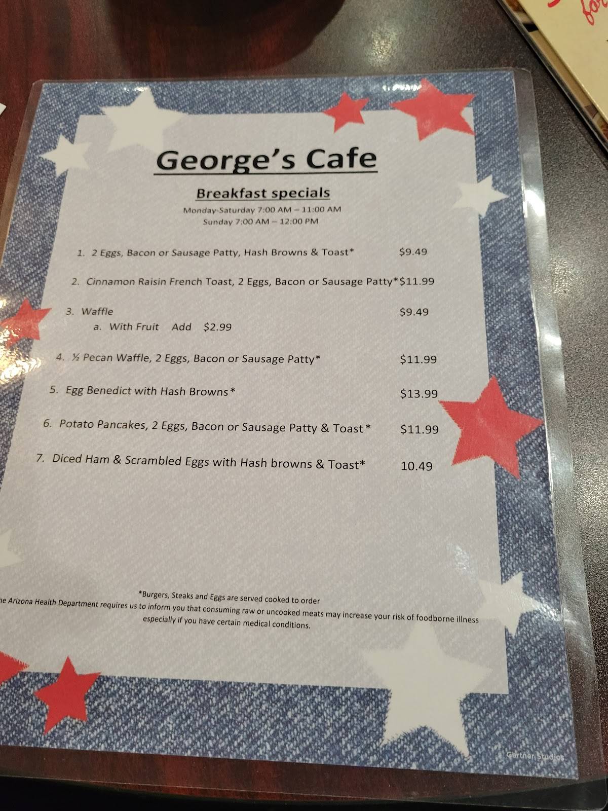 Menu at George's Cafe, Sun City
