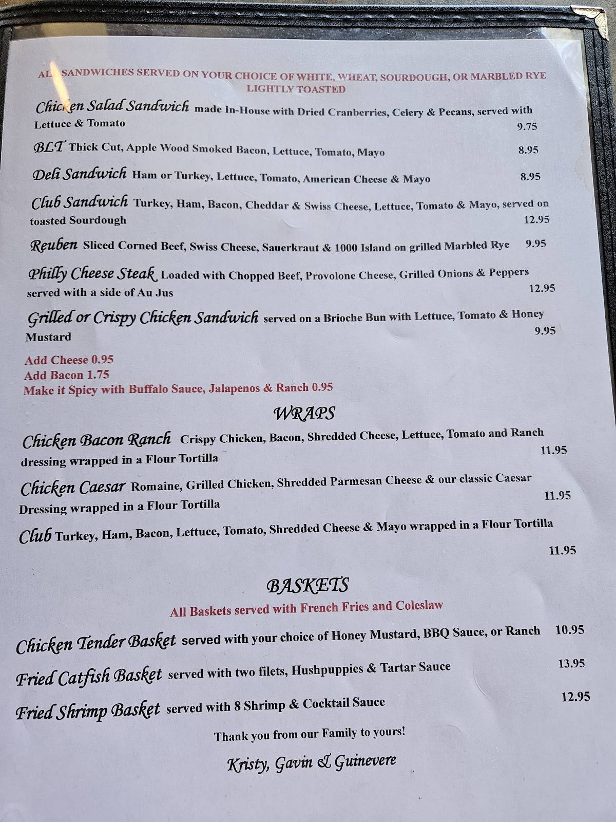 Menu at Cafe Isabella, Hot Springs Village