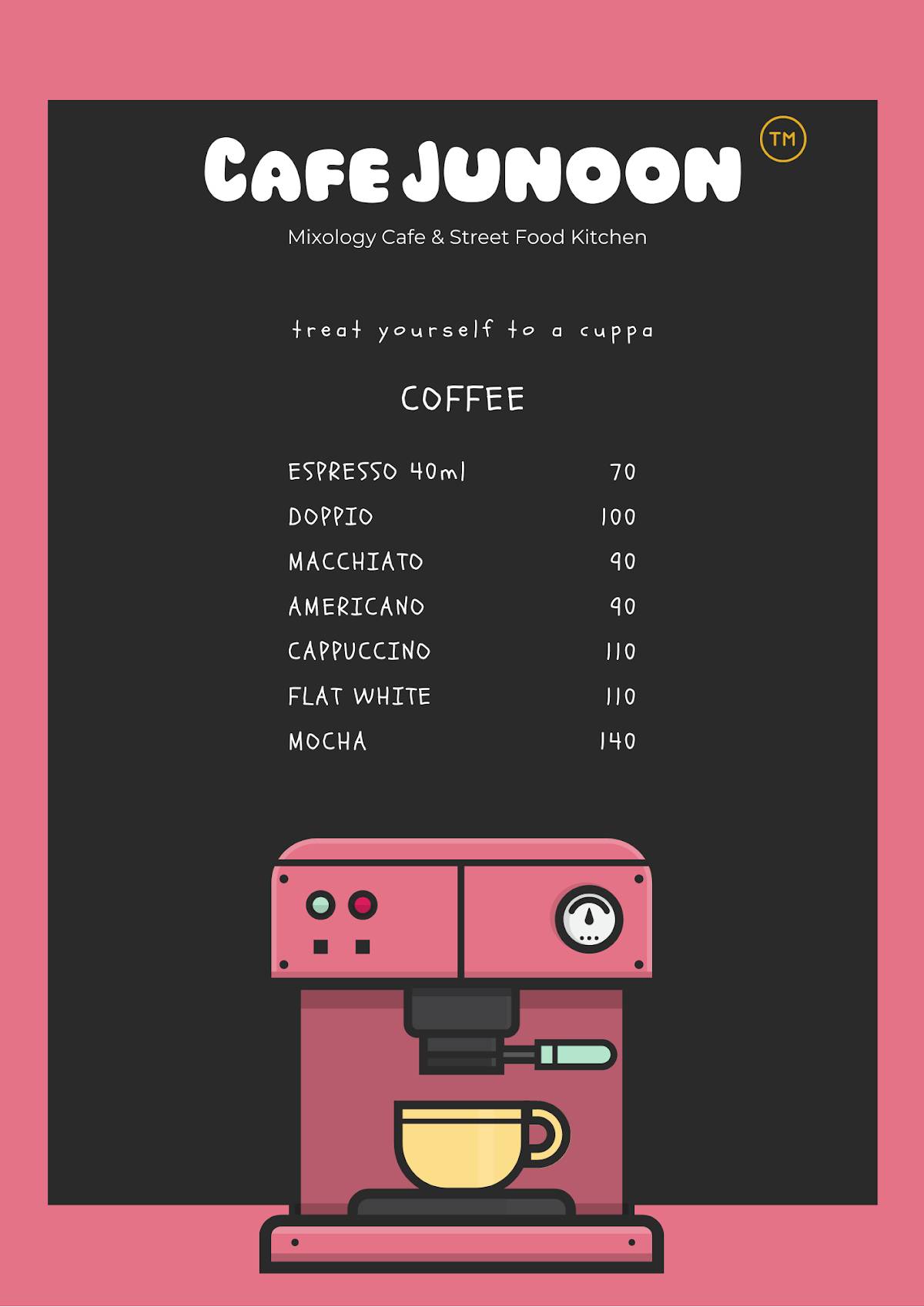 Menu at Cafe Junoon, Raipur, Golden Trade Center