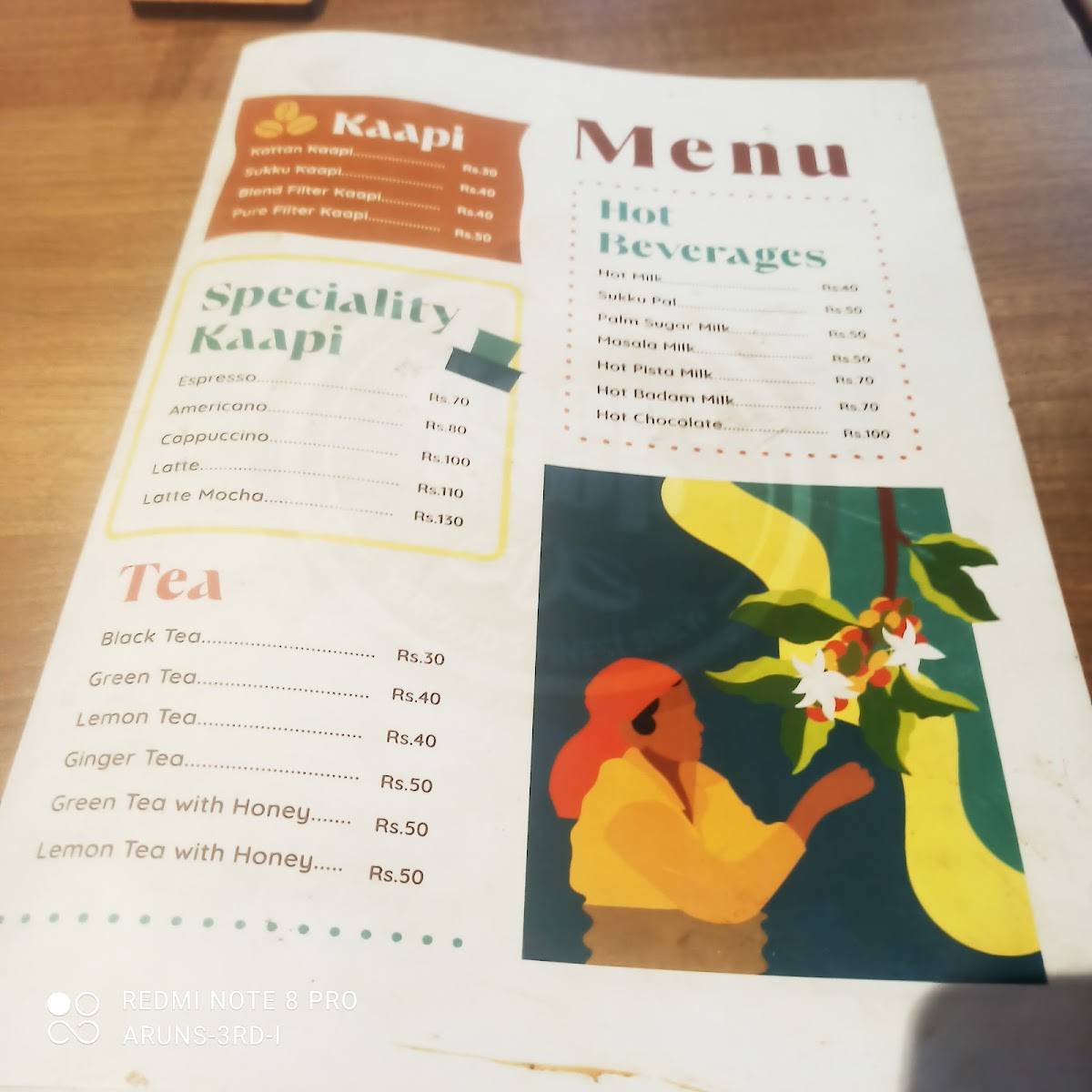 Menu at Kaapi Stop - Sai baba Colony, Coimbatore