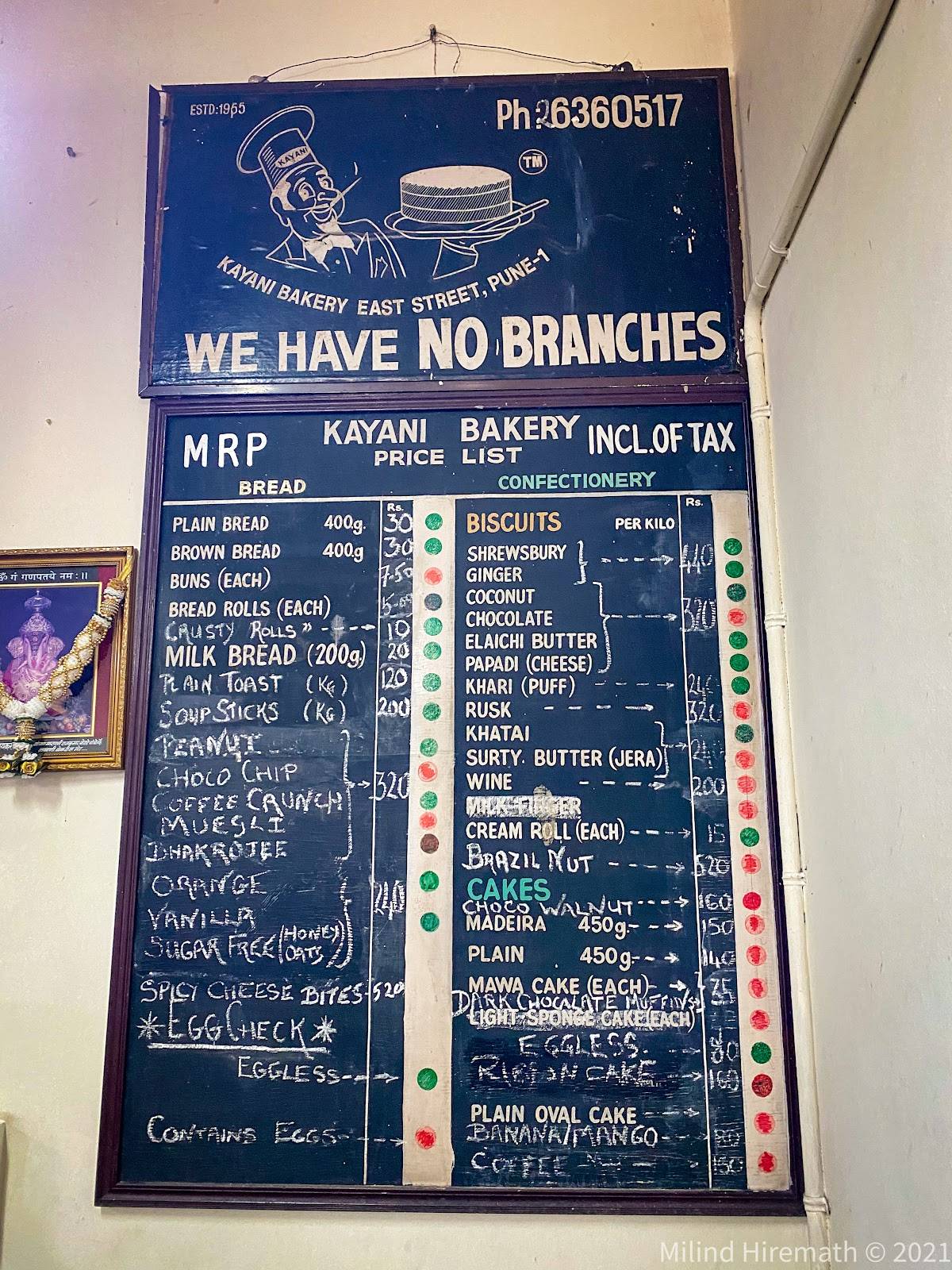 Menu at Kayani Bakery, Pune, 6