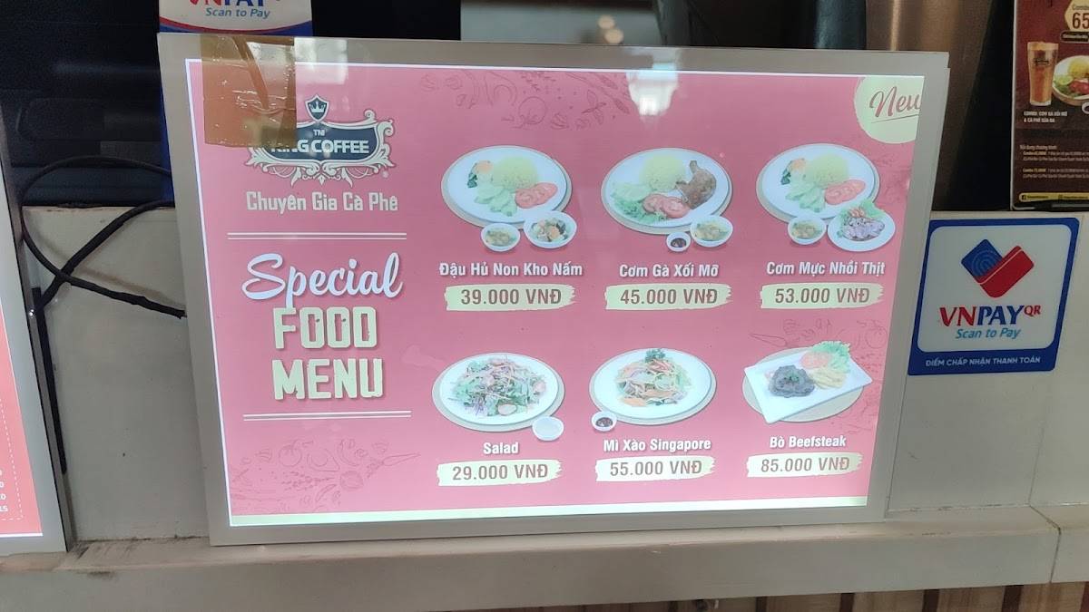 Menu at King Coffee Sách cafe, Ho Chi Minh City
