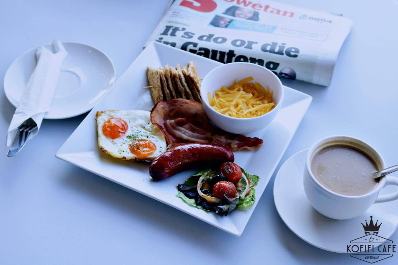 Menu at Kofifi Cafe, Soweto, -1837 Ndaba St