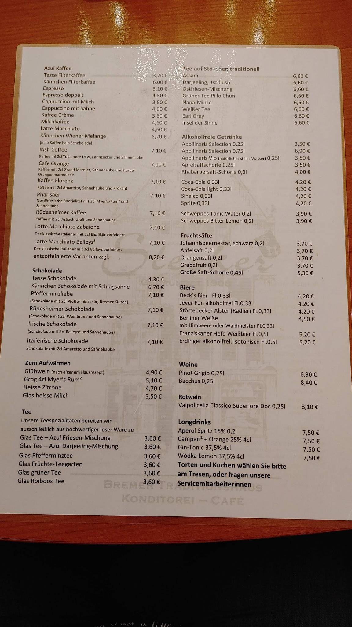 Speisekarte von Konditorei Café Stecker - Tradition seit 1908 cafe, Bremen