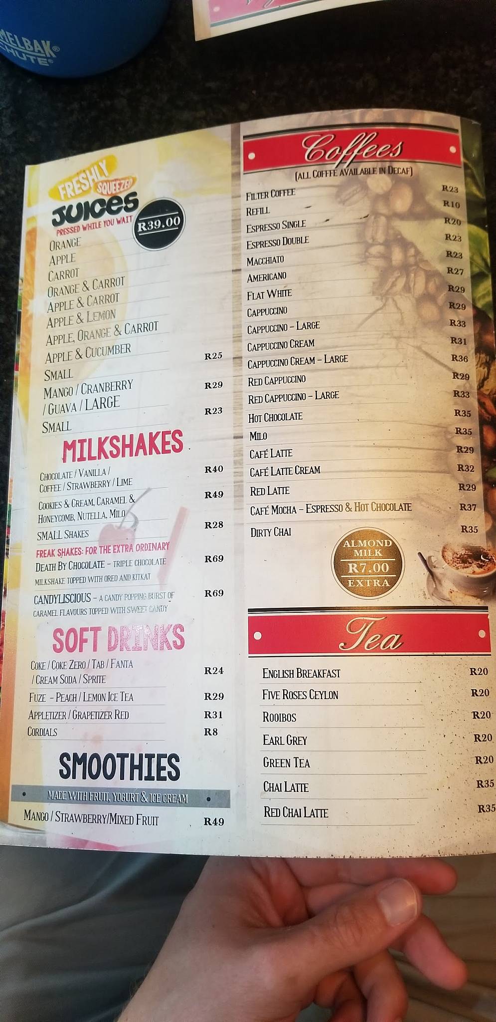 Menu at L'Opera cafe, Knysna, Shop 7