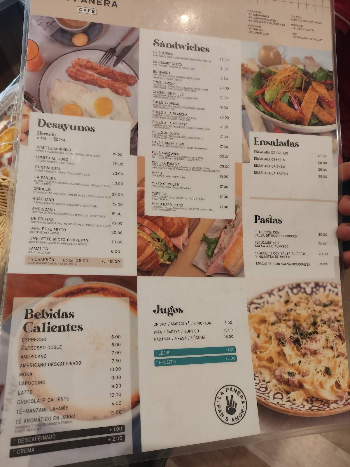 Carta de La Panera Café, Pueblo Libre, Av. San Martín 801
