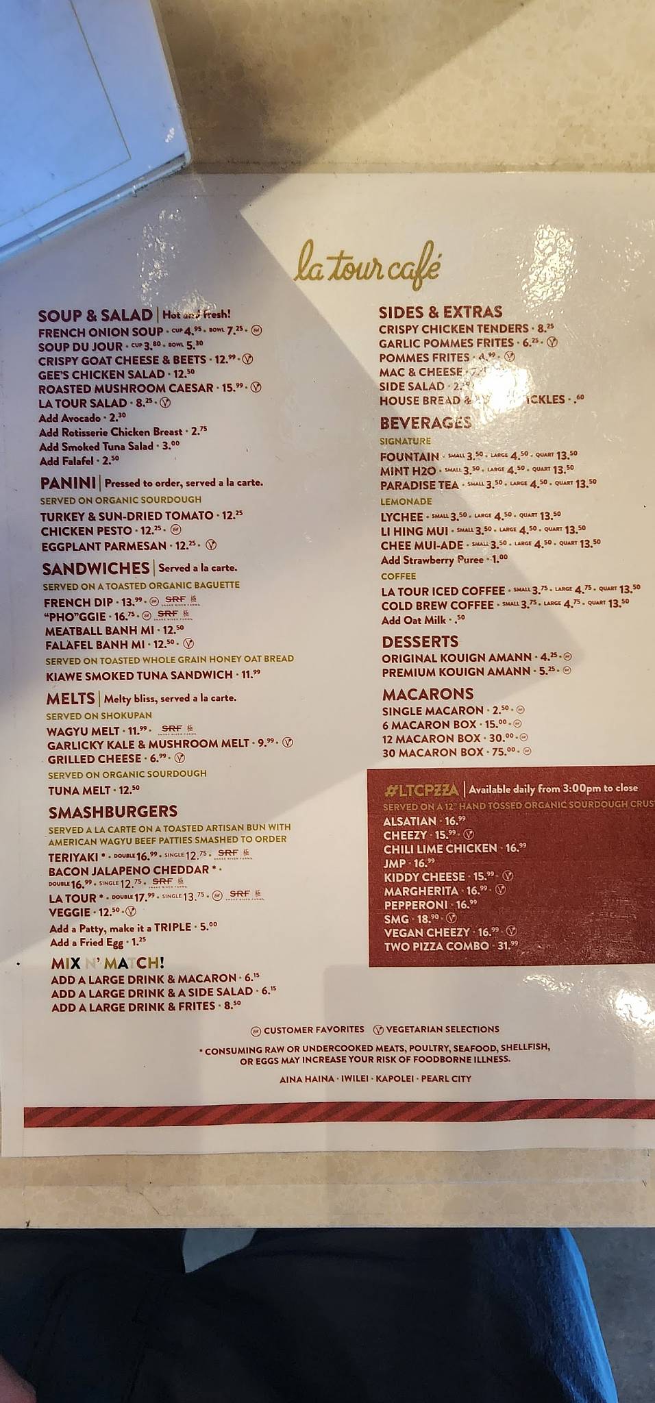 Menu at La Tour Cafe Kapolei, Kapolei