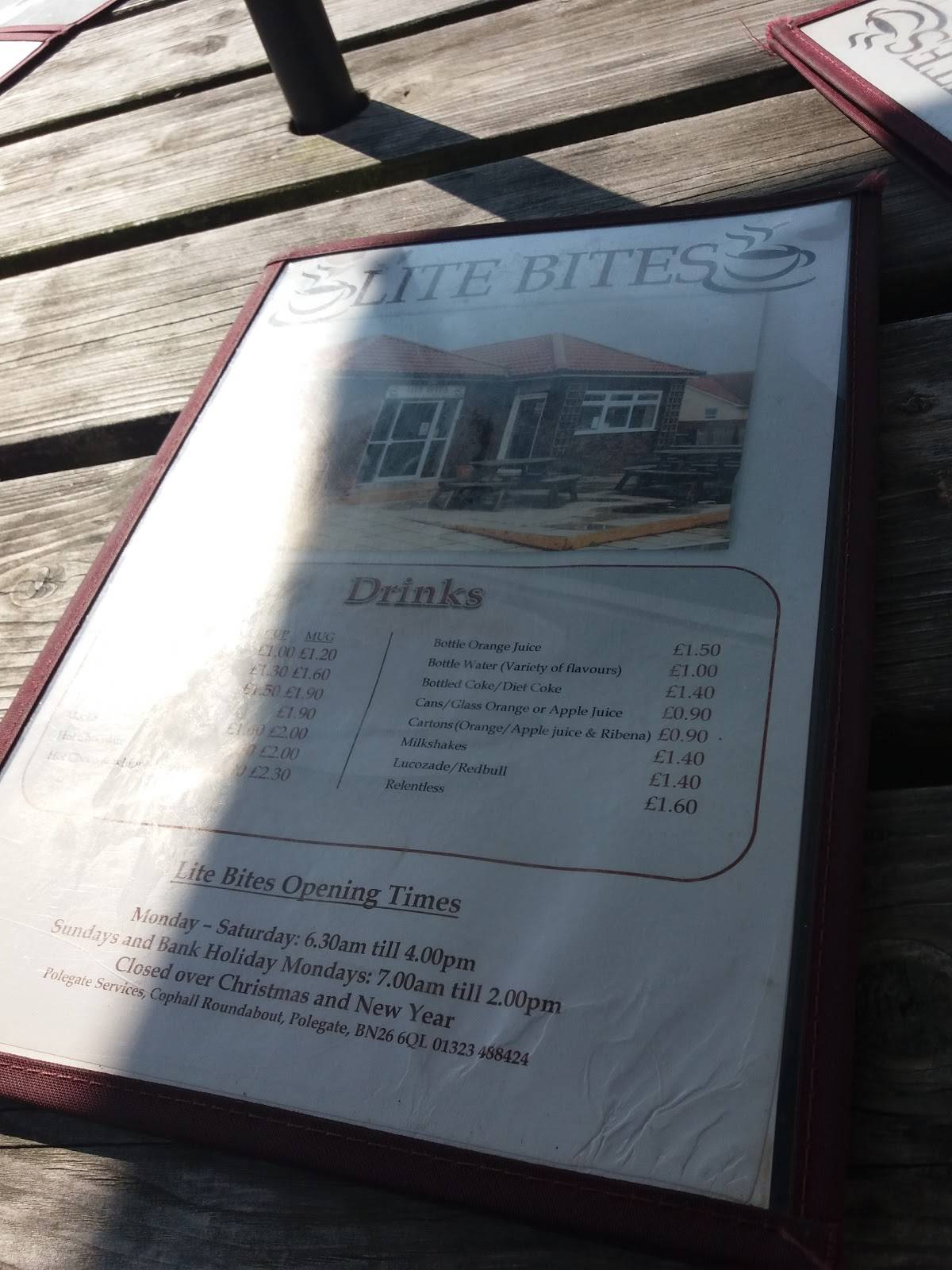 Menu at Lite Bites cafe, Polegate