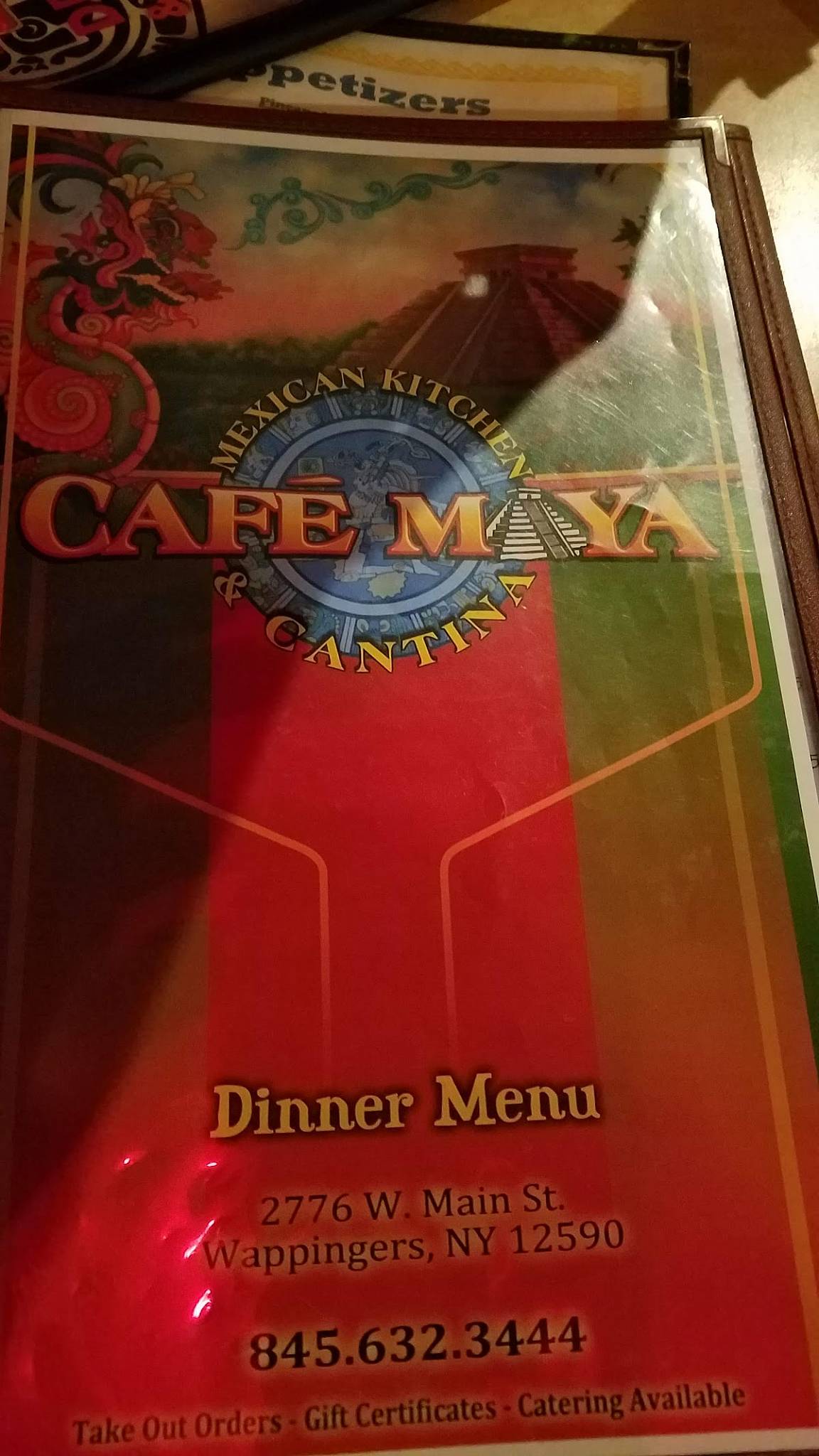 Menu at Cafe Maya, Wappingers Falls, W Main St