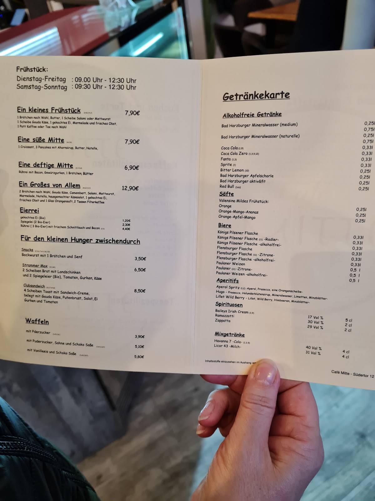 Speisekarte von Café Mitte cafe, Helmstedt, Südertor 12