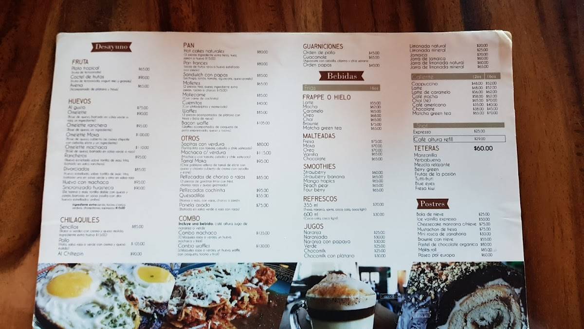 Carta del café Moka, Ciudad Obregón, Calle Ignacio Allende 169