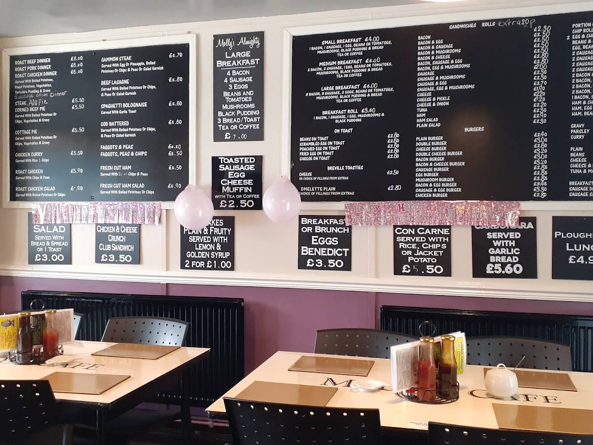Menu at Molly's Cafe, Tredegar