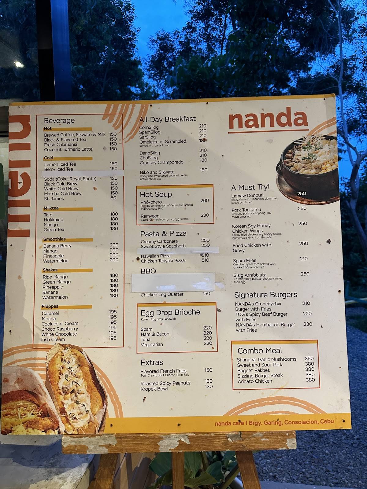 Menu at Nanda Cafe Consolacion, Consolacion