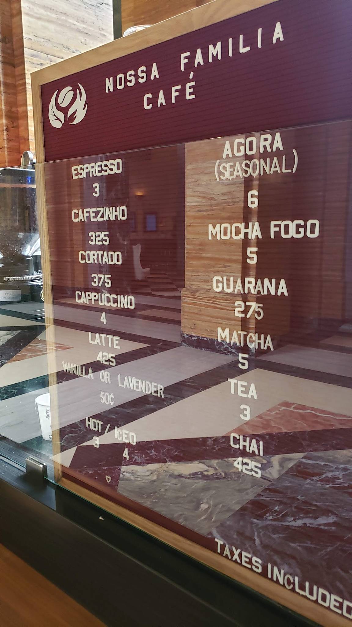 Menu at Aquarela Coffee - DTLA, Los Angeles