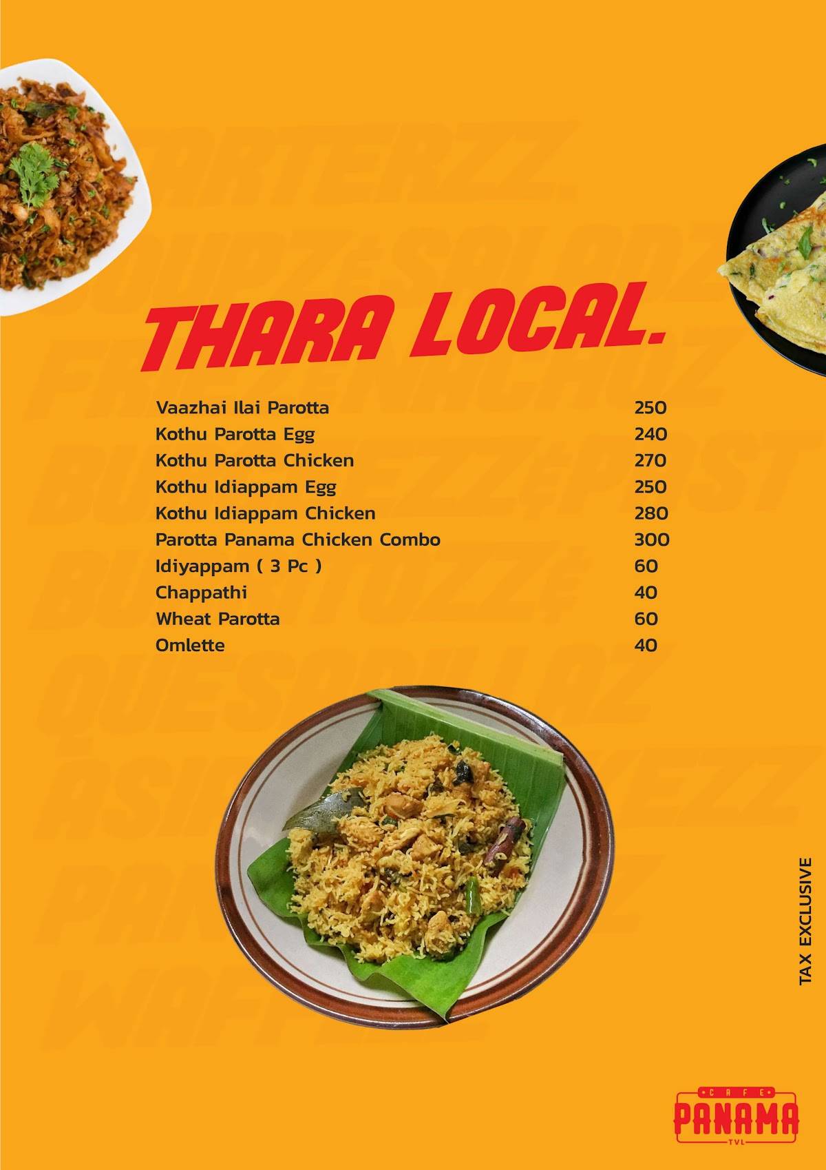 Menu at Cafe Panama - Tirunelveli, Tirunelveli