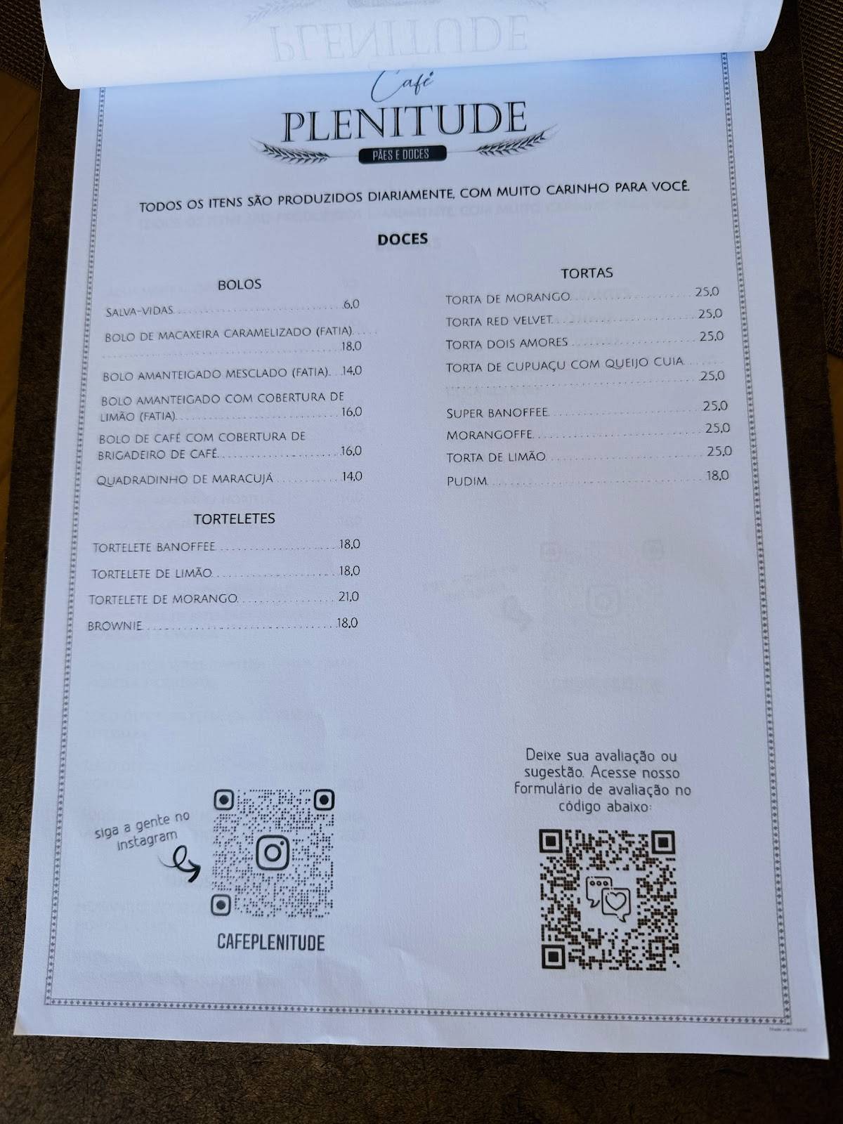 Menu em Café Plenitude - Pedreira, Belém, Avenida Marquês de Herval