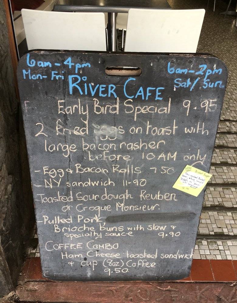 Menu at River Cafe, Maclean