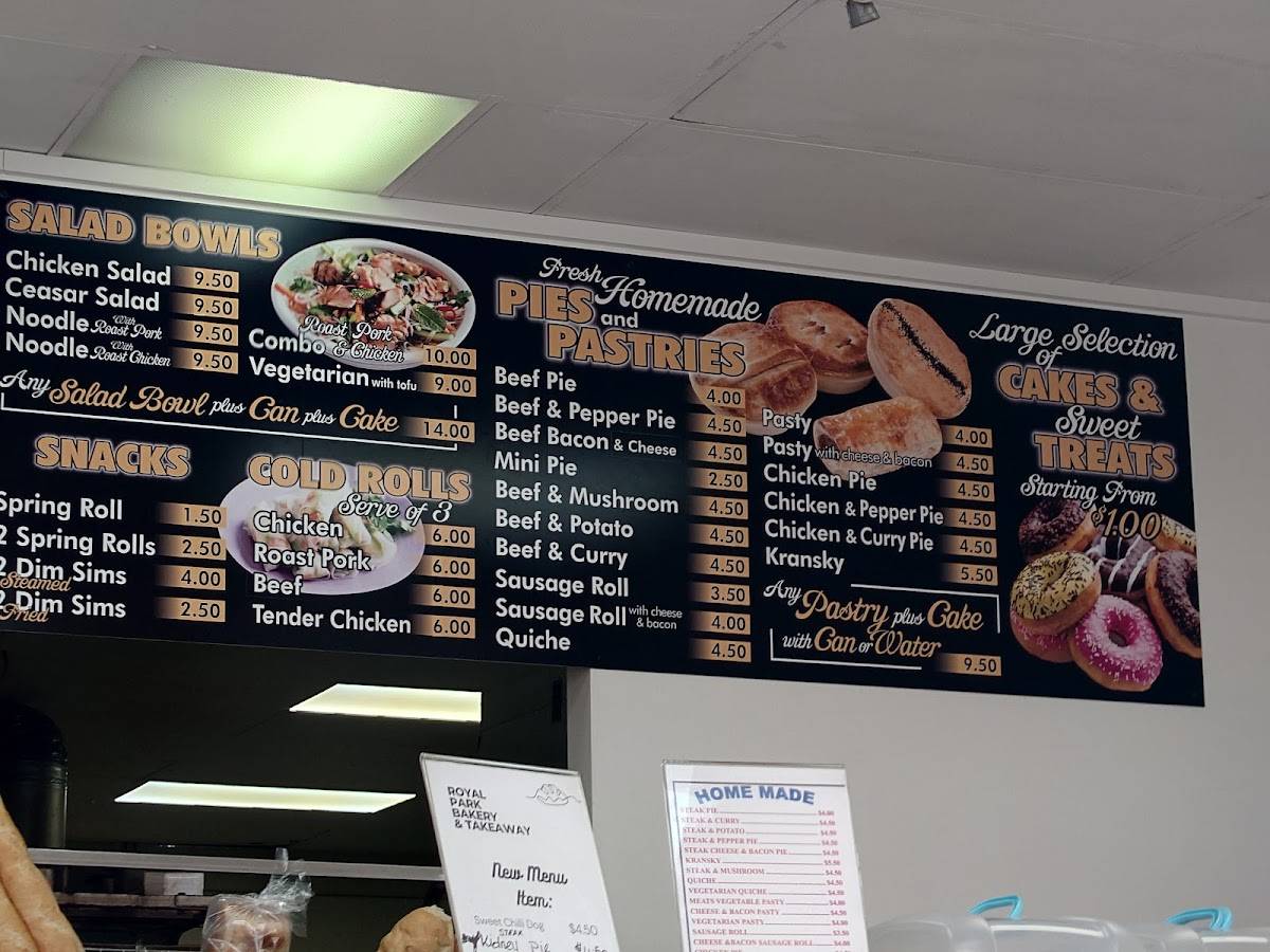 Menu at Royal Park Bakery & Takeaway, Royal Park