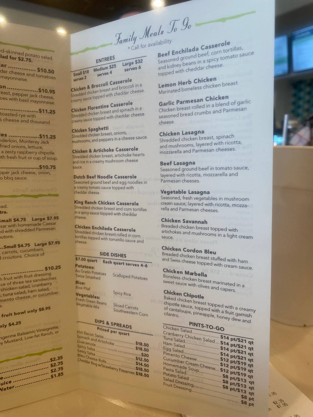 Menu at Savannah Cafe & Bakery, Pasadena, Fairmont Pkwy F