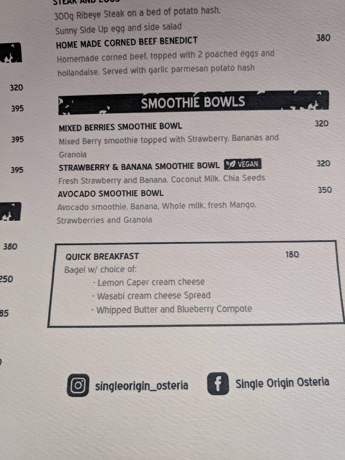 Menu at Single Origin - Salcedo cafe, Makati, Salcedo Village