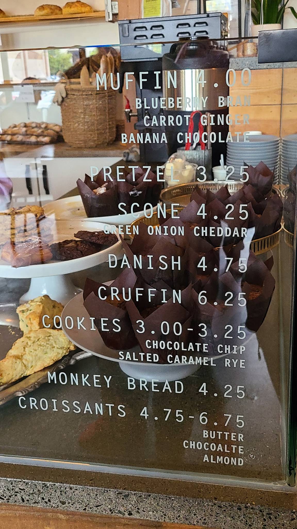 Menu at Sprout Bread cafe, Kelowna