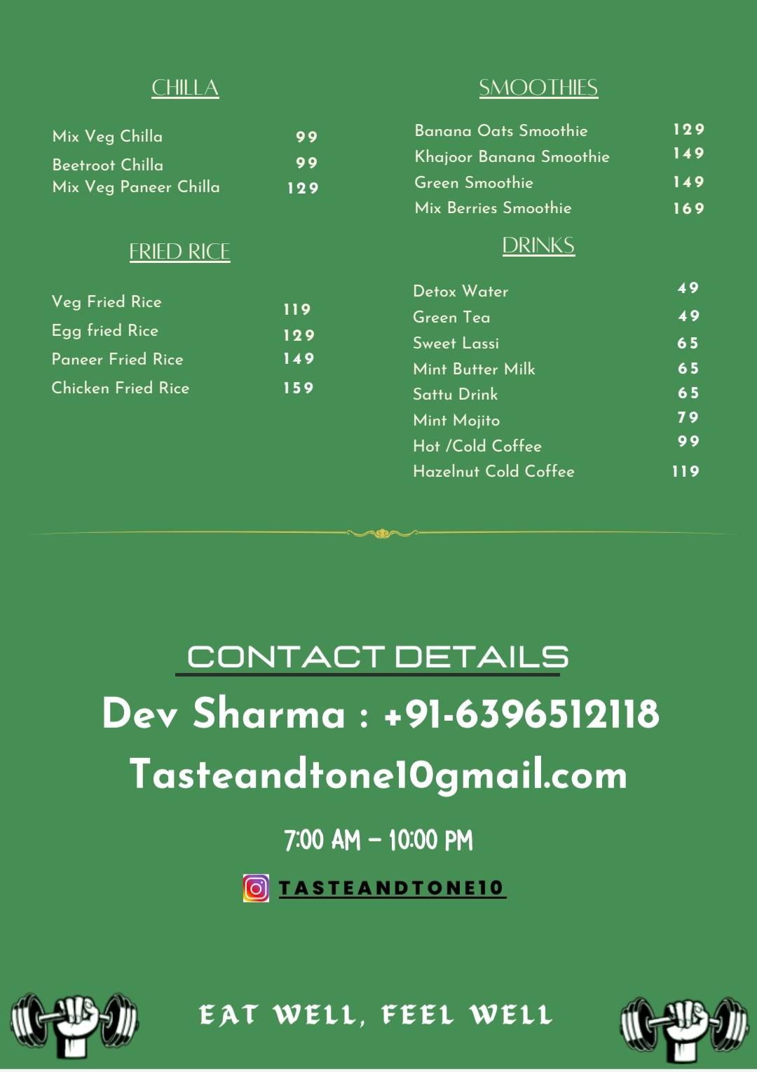 Menu at Taste And Tone, Noida