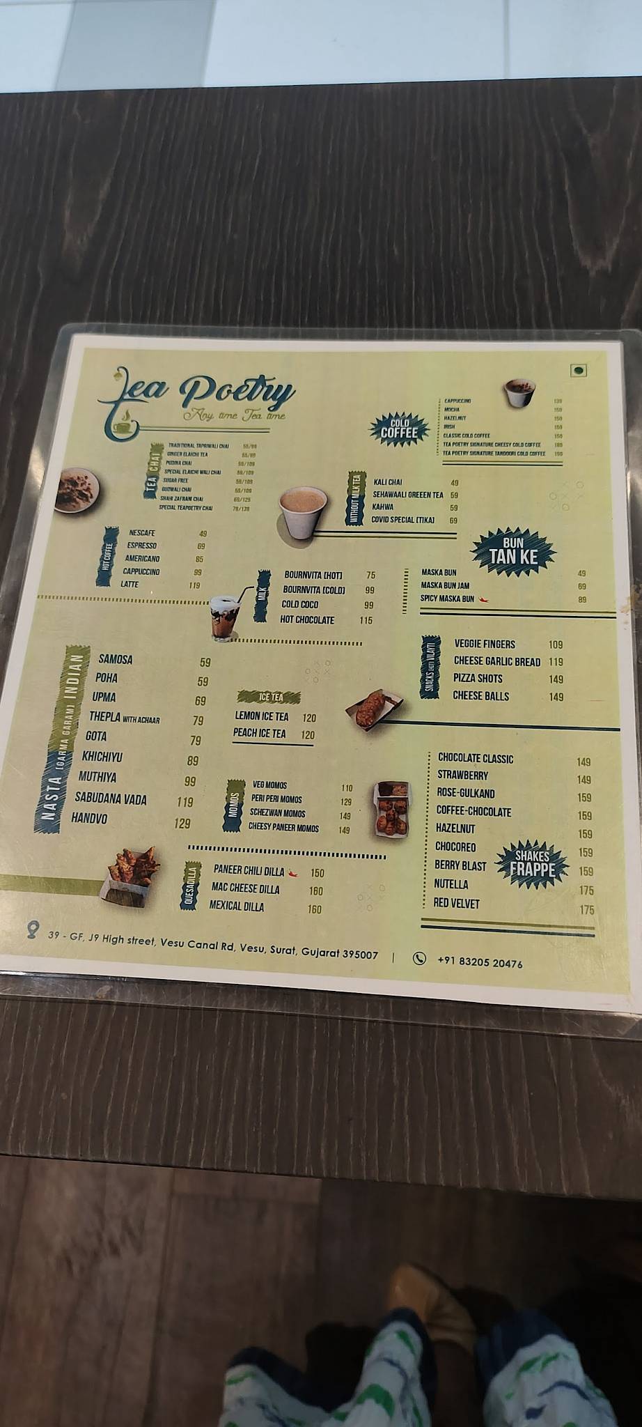 Menu at Tea Poetry, Surat