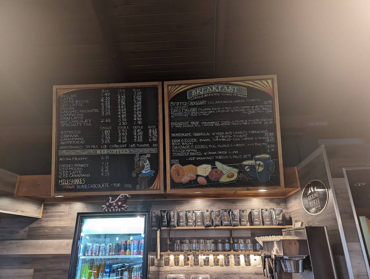 Menu at The Java Shack cafe, Campbell River