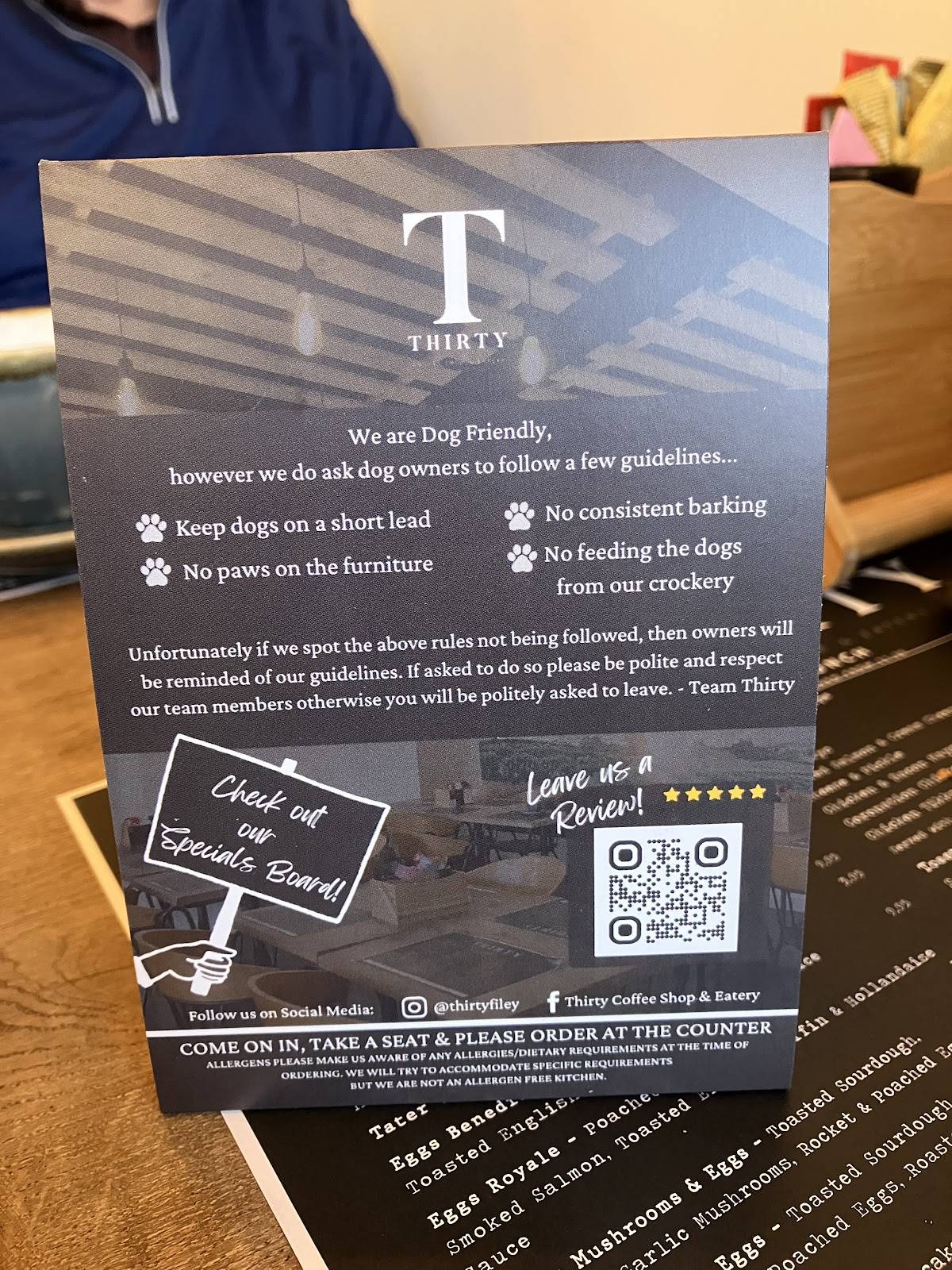 Menu at Thirty Coffee Shop & Eatery cafe, Filey