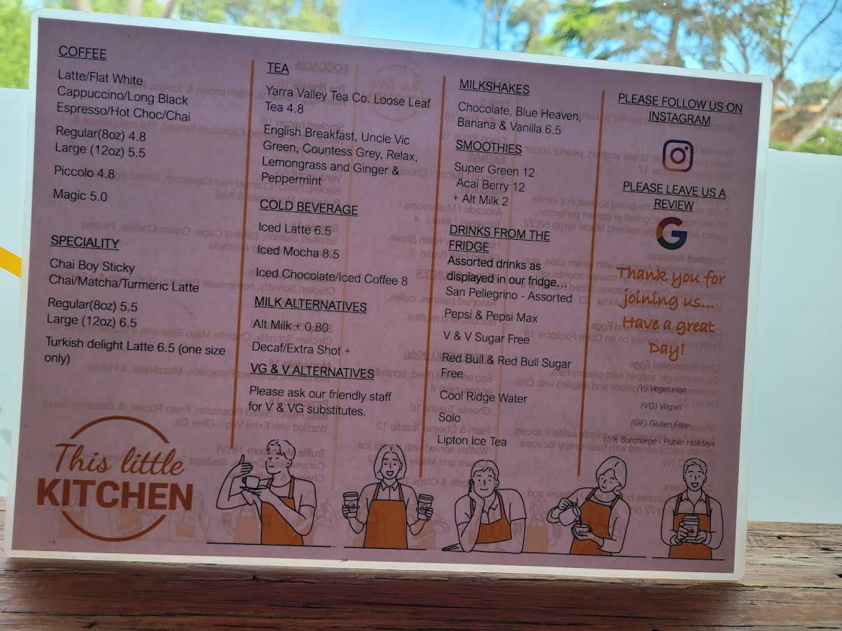 Menu at This Little Kitchen cafe, Ringwood North