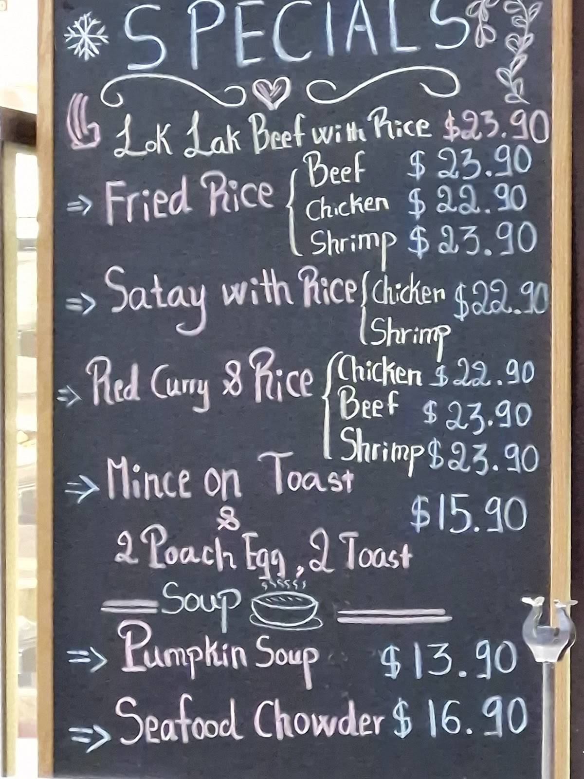 Menu at Cafe Tran Onehunga, Auckland, 170 Onehunga Mall
