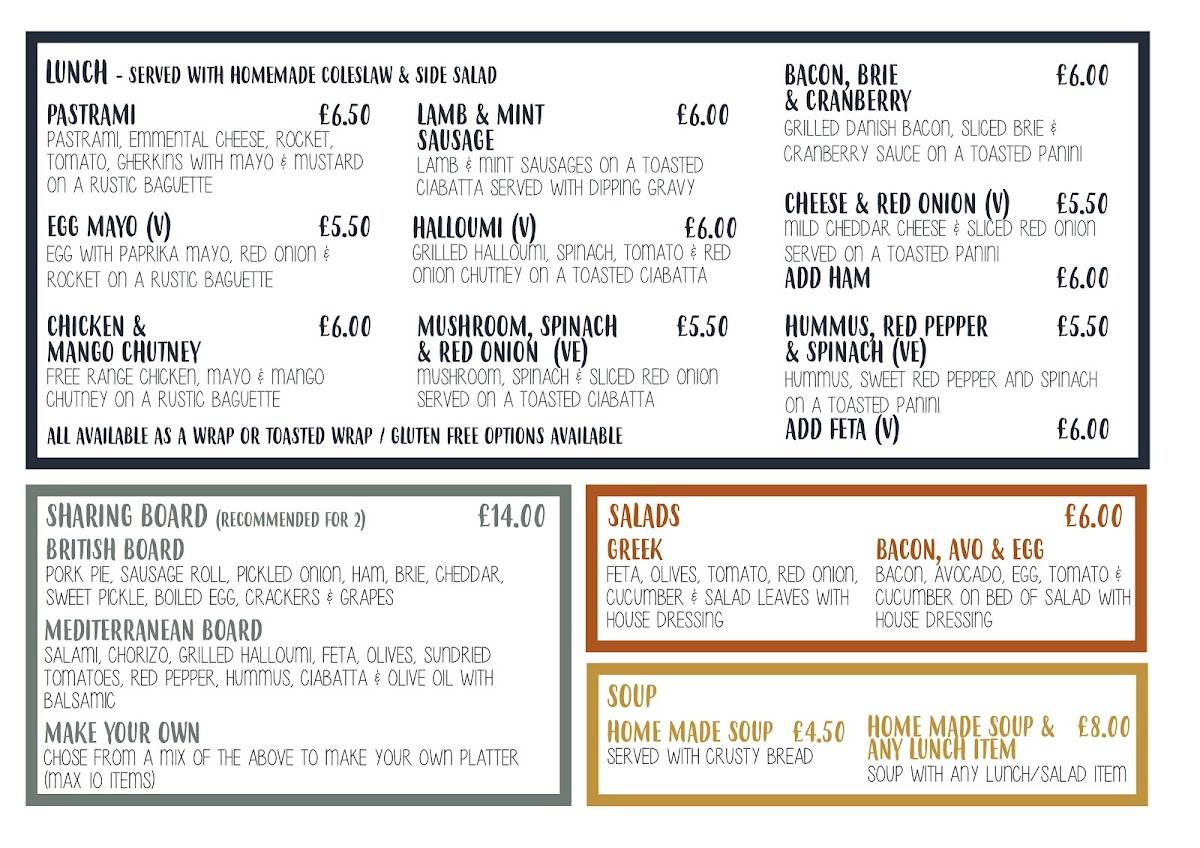 Menu at Yam Frae Yam Coffee Shop - Coffe, Cake & Crafts cafe, Seascale