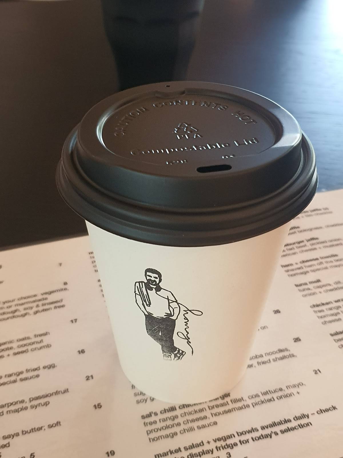 Menu at homage specialty coffee cafe, Parramatta