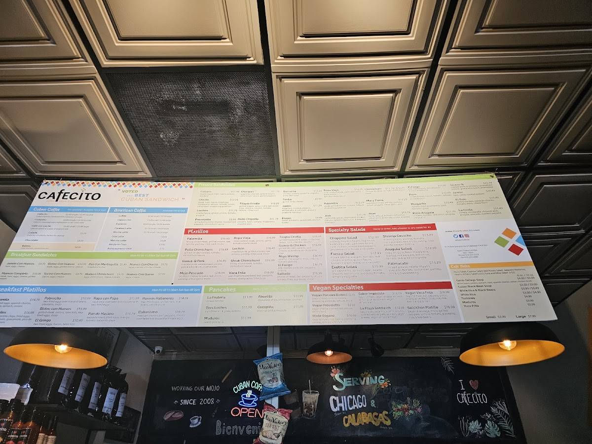 Menu at Cafecito, Calabasas