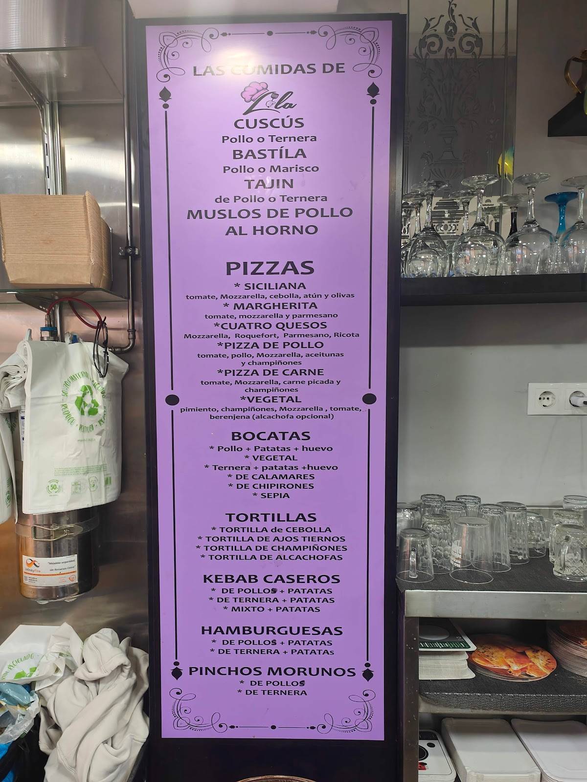 Carta del restaurante Lila food, Puzol