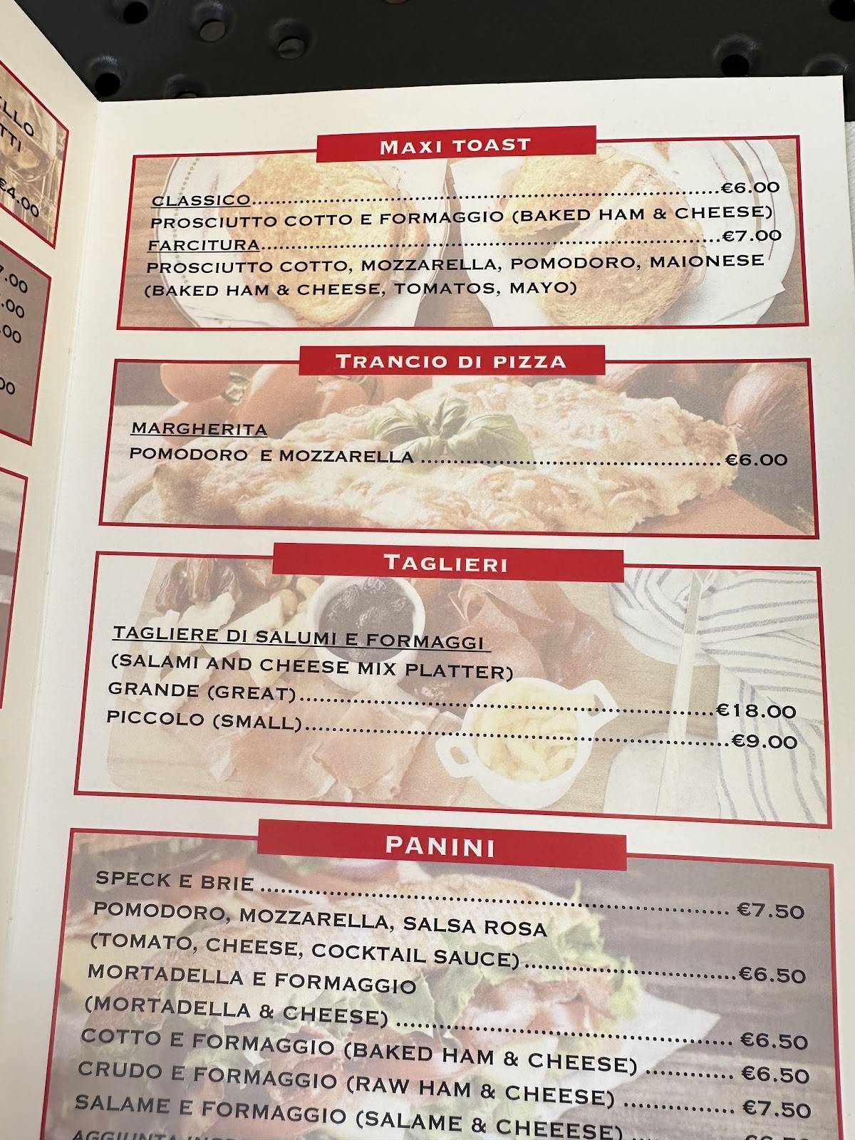 Menu at Caffe Ranzoni Pallanza pub & bar, Intra