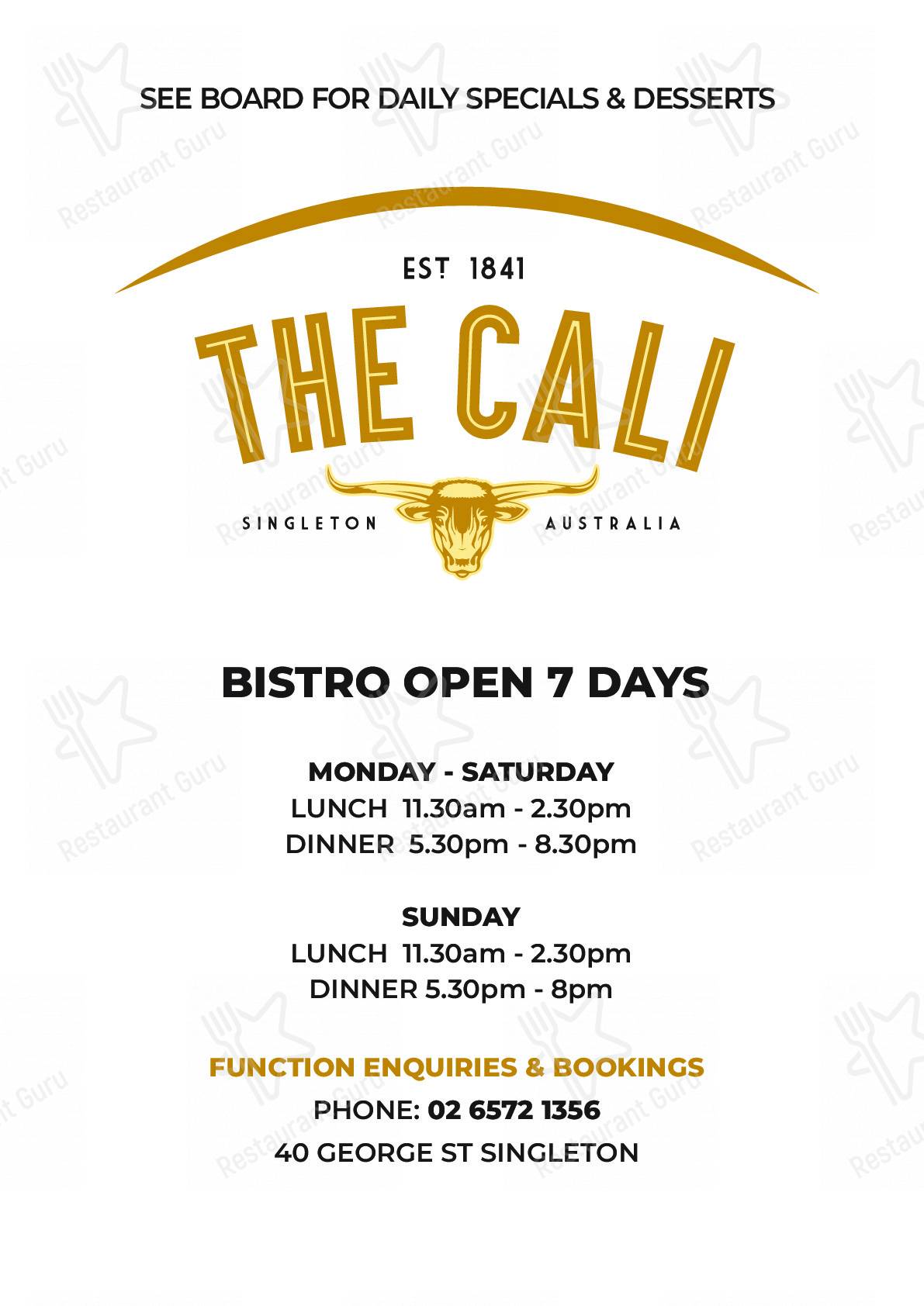 Menu at Caledonian Hotel pub & bar, Singleton