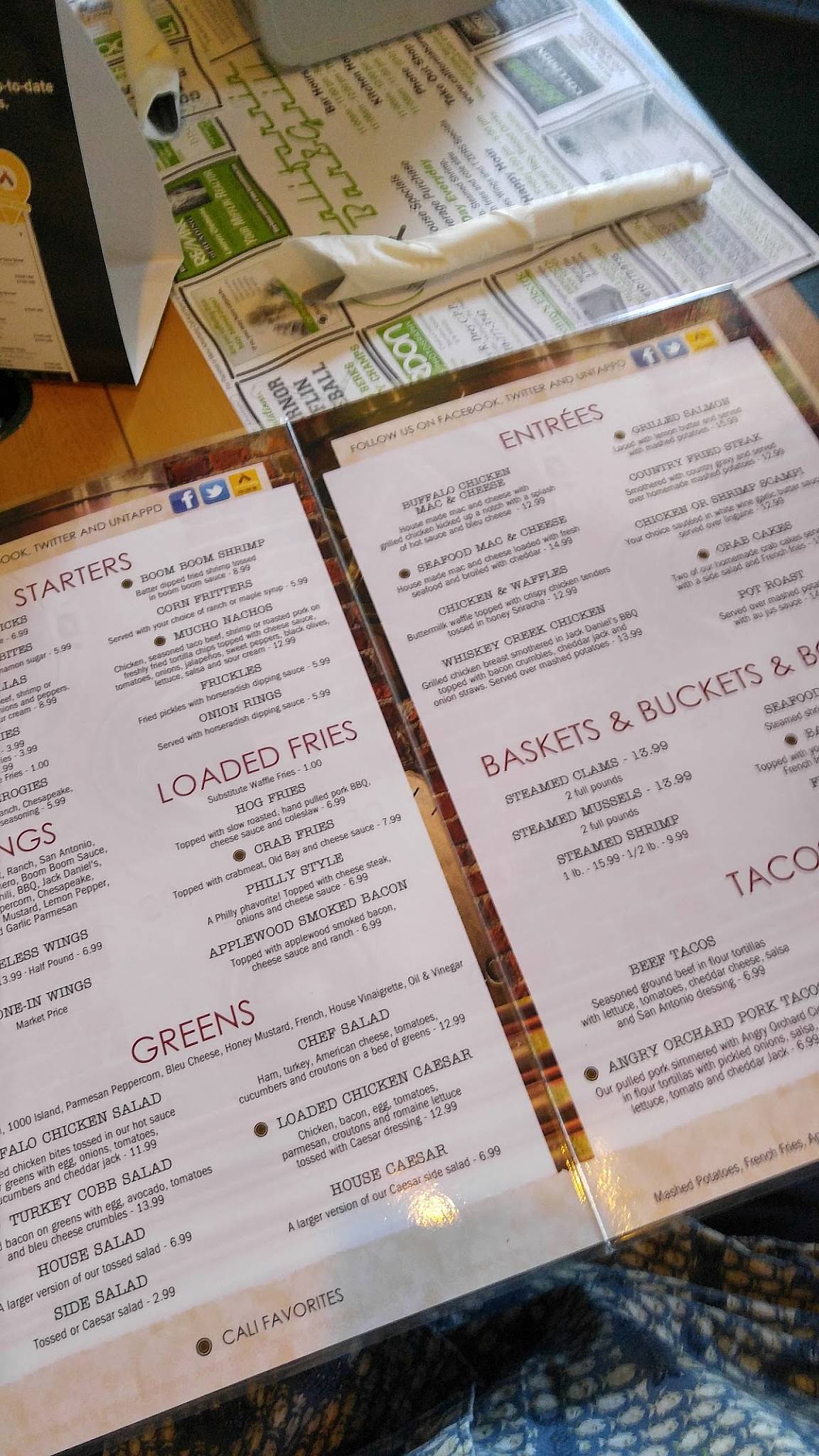 Menu at California Bar and Grill, Shillington